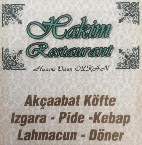 Menu at Hakim Restaurant, Tekkeköy