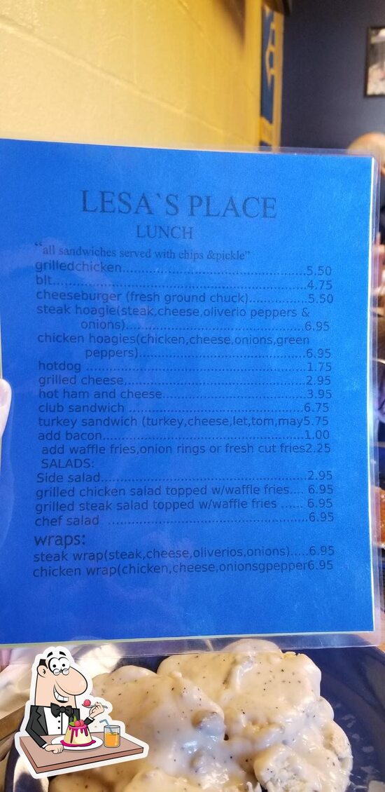 Menu at Lesa's Place cafe, Grafton, RR 50