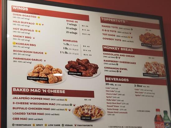 Menu at Toppers Pizza pizzeria, Superior