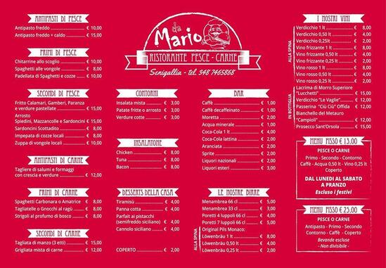 Menu at Restaurant Bar “Da Mario”, Senigallia