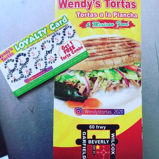 Menu at Wendy's Tortas Montebello restaurant, Montebello, W Beverly Blvd