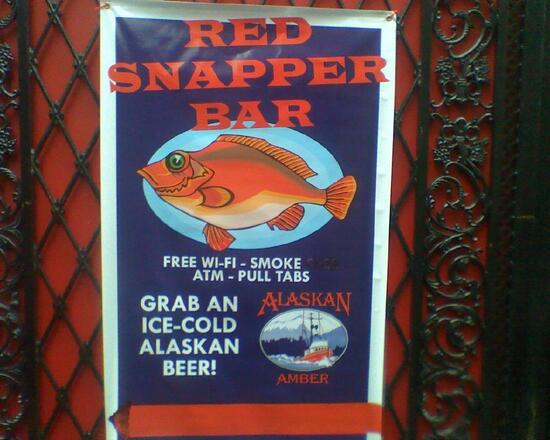 Menu at the Red Snapper Lounge pub & bar, Ketchikan