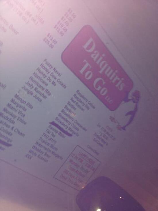 Menu at Daiquiris To Go pub & bar, Alexandria