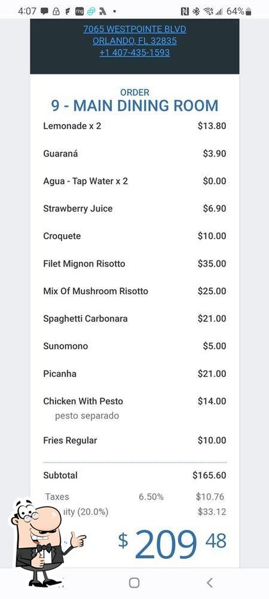 Menu at Rios Bistro Sushi Bar, Orlando