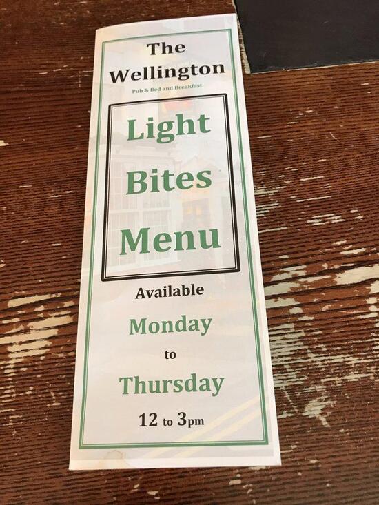 Menu at The Wellington Pub and Bed & Breakfast, Seaford