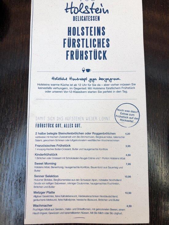 Menu at Holstein`s Butter Bar, Münster