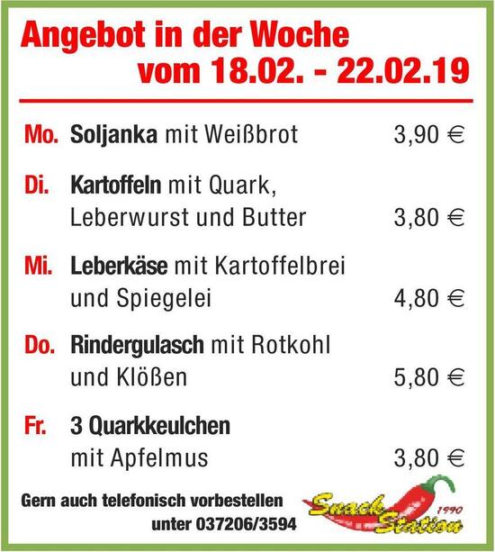Menu at Snack Station restaurant, Frankenberg
