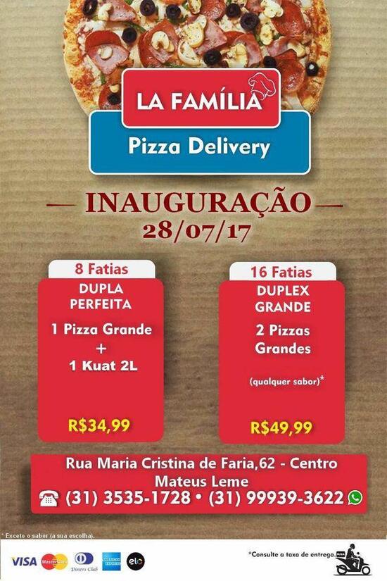 Menu at La Família Pizza Delivery pizzeria, Mateus Leme, La Família ...