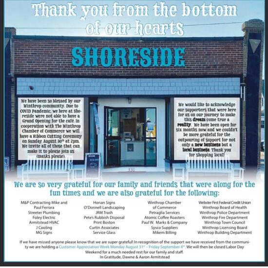 Menu at Shoreside Cafe, Winthrop