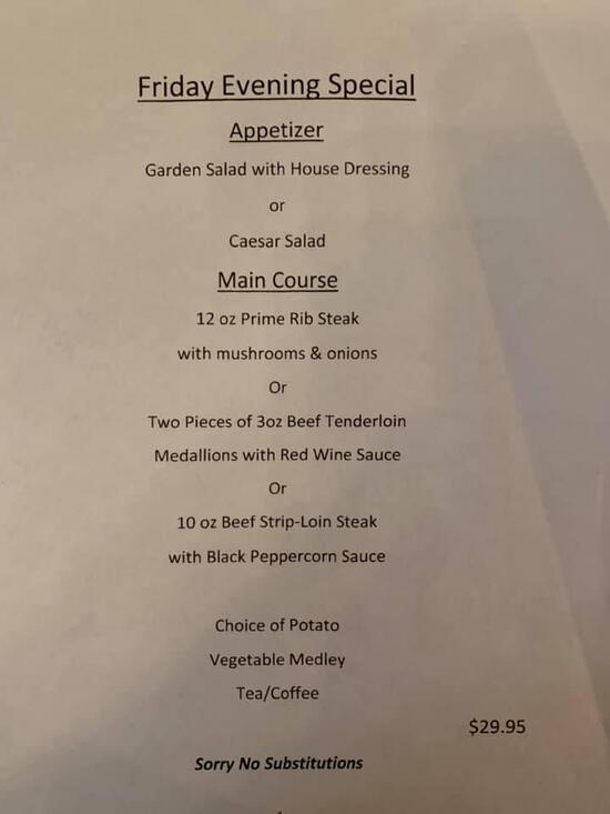 Menu at Two Seasons Restaurant and Bar, Labrador City