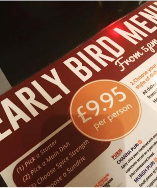 Menu at Kipling's restaurant, Sowerby Bridge
