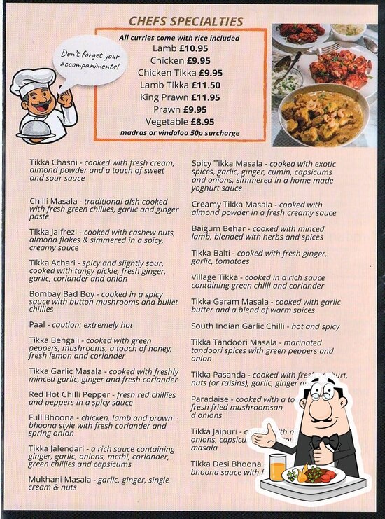 Menu at Spicy hut, Coatbridge