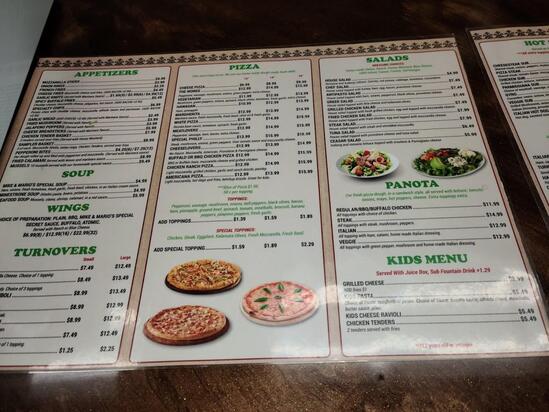 Menu at MIKE & MARIO'S ITALIAN RESTAURANT, Staunton