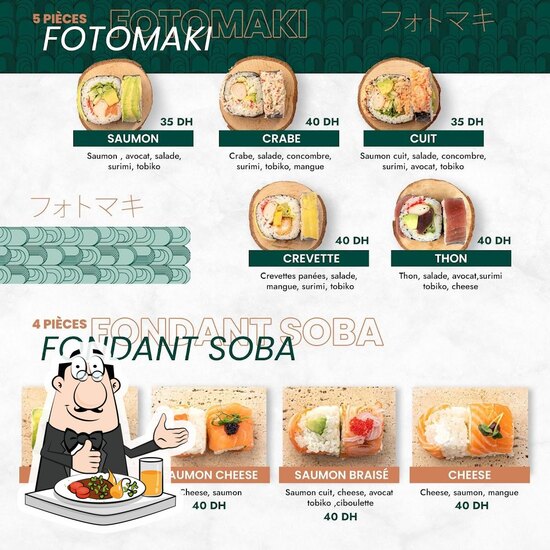 Menu at Soba restaurant, Casablanca