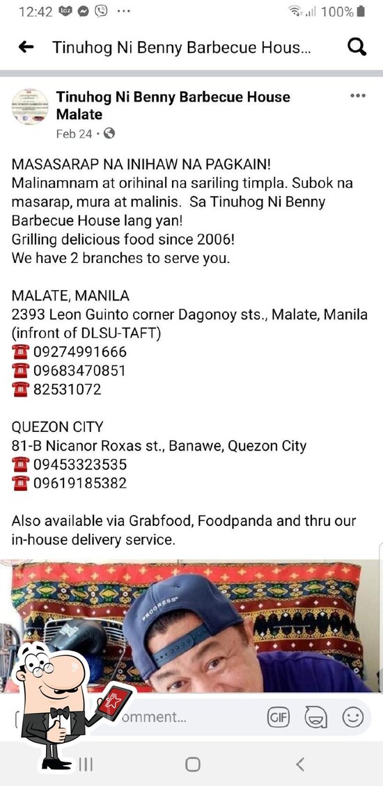 Menu at Tinuhog ni Benny Barbecue House- Banawe, Quezon City