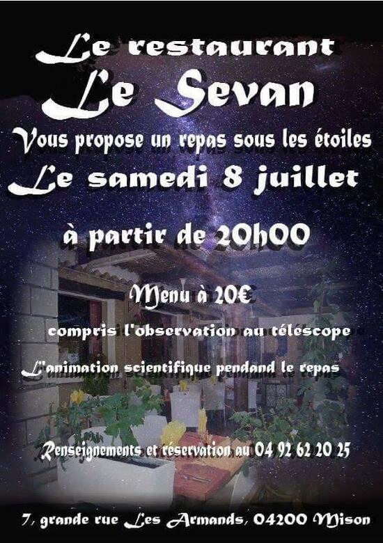 Menu at Le Sevan restaurant, Mison