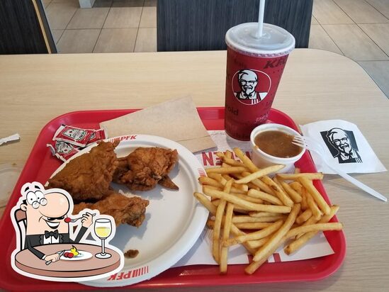 Menu at KFC fast food, Fort McMurray, Franklin Ave