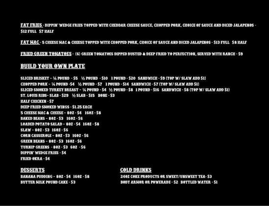 Menu at The Smokin´OX Premium BBQ, Winter Haven