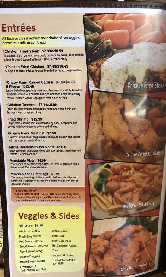 Menu at Elijah's Cafe, Kirbyville, 417 N Margaret Ave