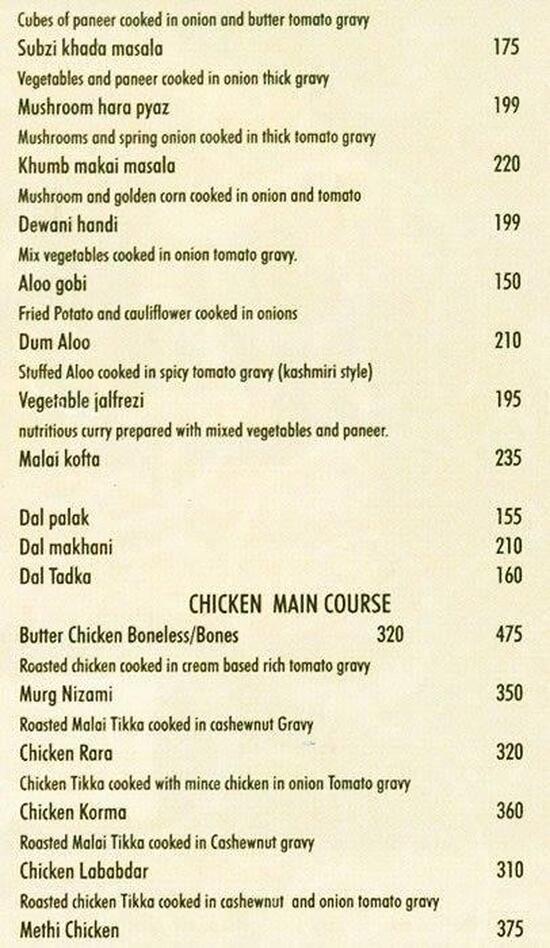 Menu at Tughlaq Restaurant Gurgaon Gurugram, Gurugram
