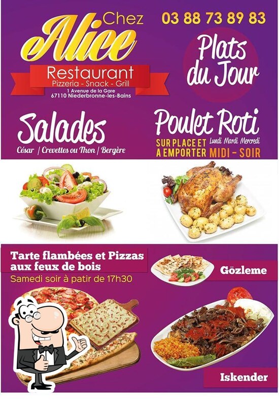 Menu au Restaurant Chez Alice, Niederbronn-les-Bains