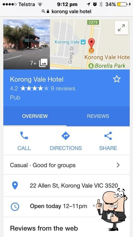 Menu at Korong Vale Hotel pub & bar, Wedderburn