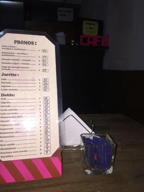 Menu at Puno Café-Bar, Salta