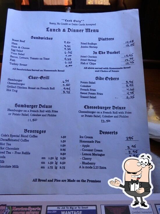 Menu at Elias Cole restaurant, Wantage