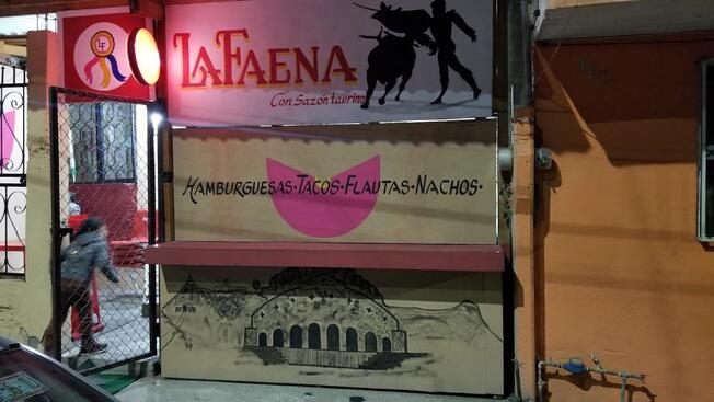 Menu at La Faena restaurant, Guadalupe