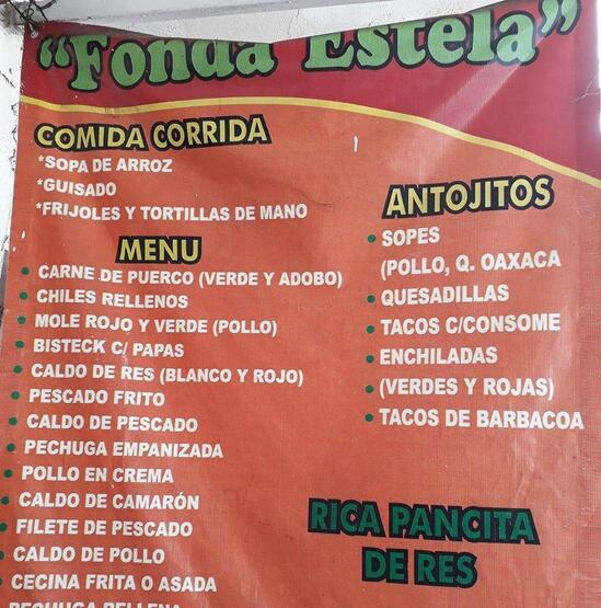 Carta del restaurante Fonda Lupita, Acapulco, Matamoros