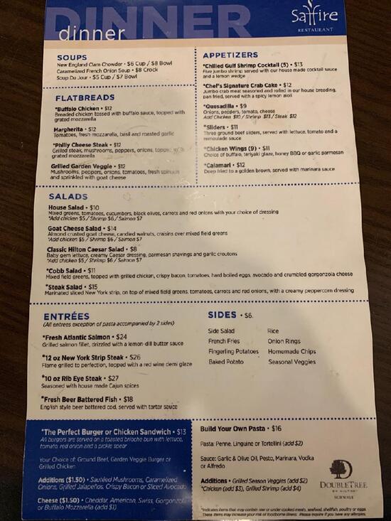 Menu at Saffire Restaurant & Lounge, Norwalk