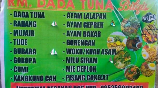 Menu at RM. Dada Tuna Bilqis restaurant, Bitung