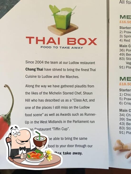 Menu at Thai Box Takeaway restaurant, Ludlow