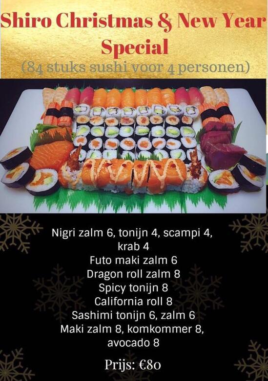 Carta de Shiro Sushi Bar, Bredene