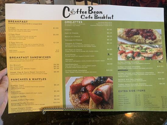 Carta de Coffee Bean Cafe, Baton Rouge, Coursey Blvd