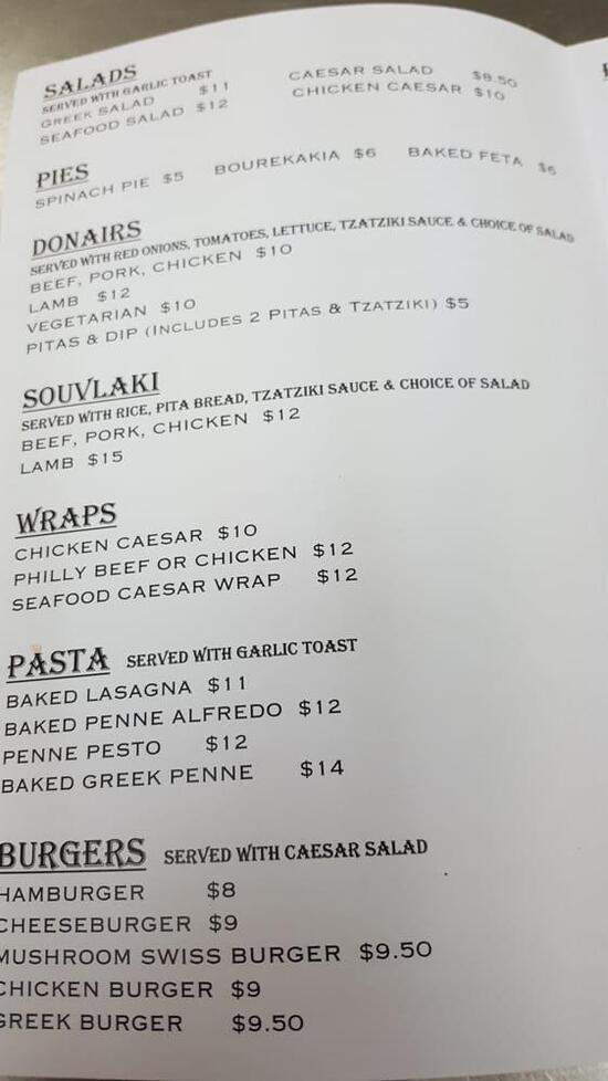 Menu at Mad Greek pizzeria, Olds
