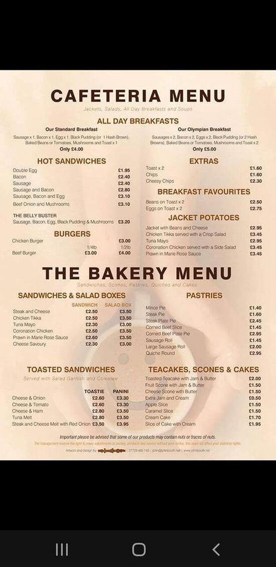 Menu at The Coffee Shop, Seaham