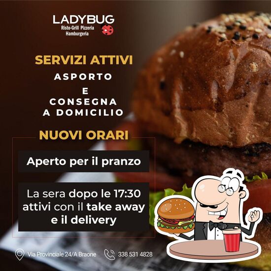Speisekarte von Ladybug Hamburgers, Pizzas, Grilled Meat and Aperitifs ...
