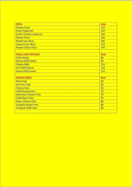 8 Ball Cafe, Kota - Restaurant menu, prices and reviews