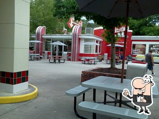 Menu at Red's Drive-In fast food, Pigeon Forge