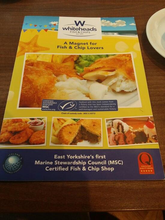 Menu at Whiteheads Fish and Chips Ltd restaurant, Hornsea