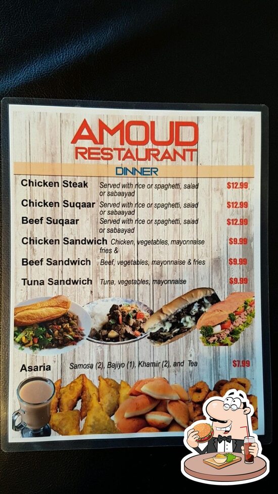 Carta de Amoud Restaurant, Edmonton