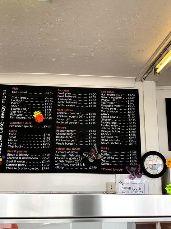 Menu at Rainbow Fish Bar, Freshwater