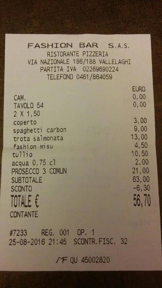 Menu at Ristorante Pizzeria Bar alla Stretta, Padergnone