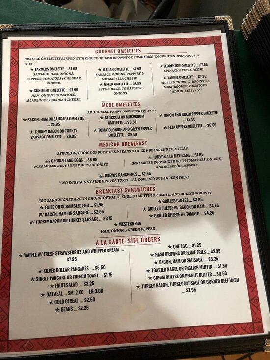 Menu at Sunlight Restaurant, South Saint Paul