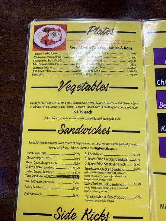 Menu at The Daily Special Cafe, Alvarado
