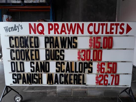 Menu at N.Q. Prawn Cutlets & Wendy's Seafood restaurant, Cairns
