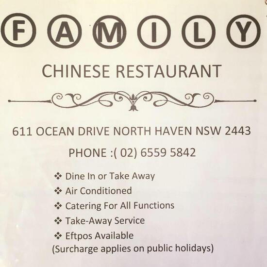 Menu at Family Chinese Restaurant, North Haven, 611 Ocean Dr