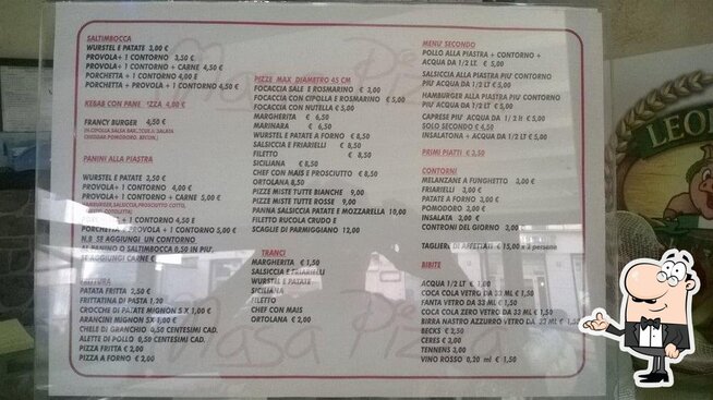 Menu at Masa Pizza pizzeria, Naples, Via Diocleziano