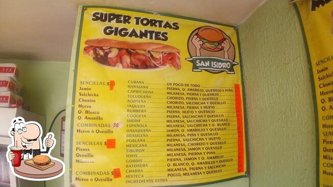 Menu at Tortas San Isidro restaurant, Ciudad López Mateos